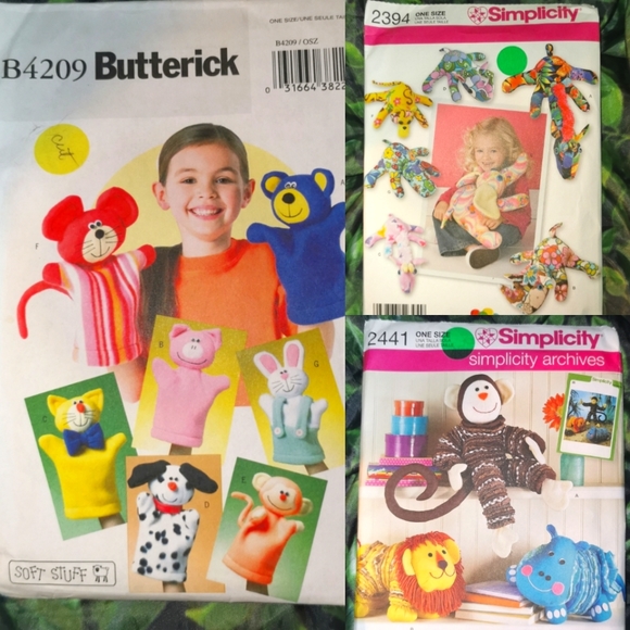 Simplicity | Office | Bundle 3 Sewing Patterns Yo Yo Toys Hand Puppet ...